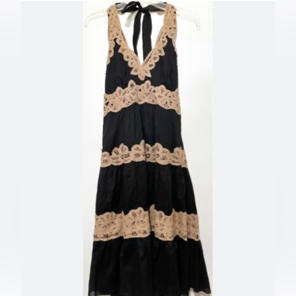 BCBG | Dresses | Bcbgmaxazria Black Tan Lace Open Back Y2k | Poshmark